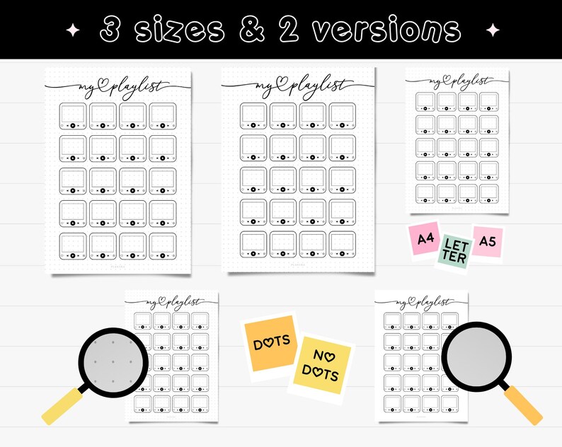 Playlist Tracker Printable Journal A5 Planner Insert Entertainment ...