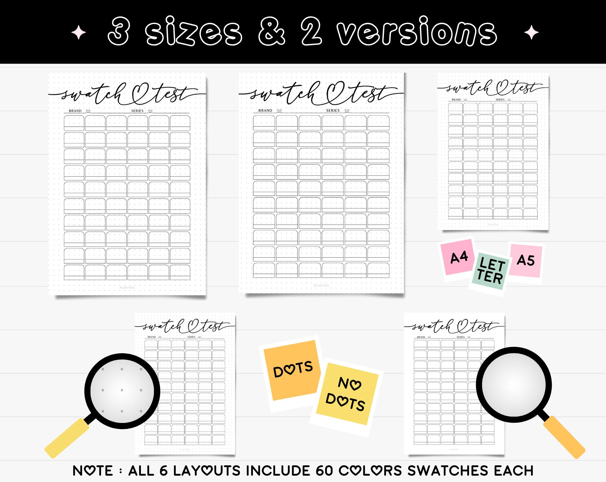 Marker Swatch Test Printable Page for Bullet Journal, A4 & A5 Blank ...