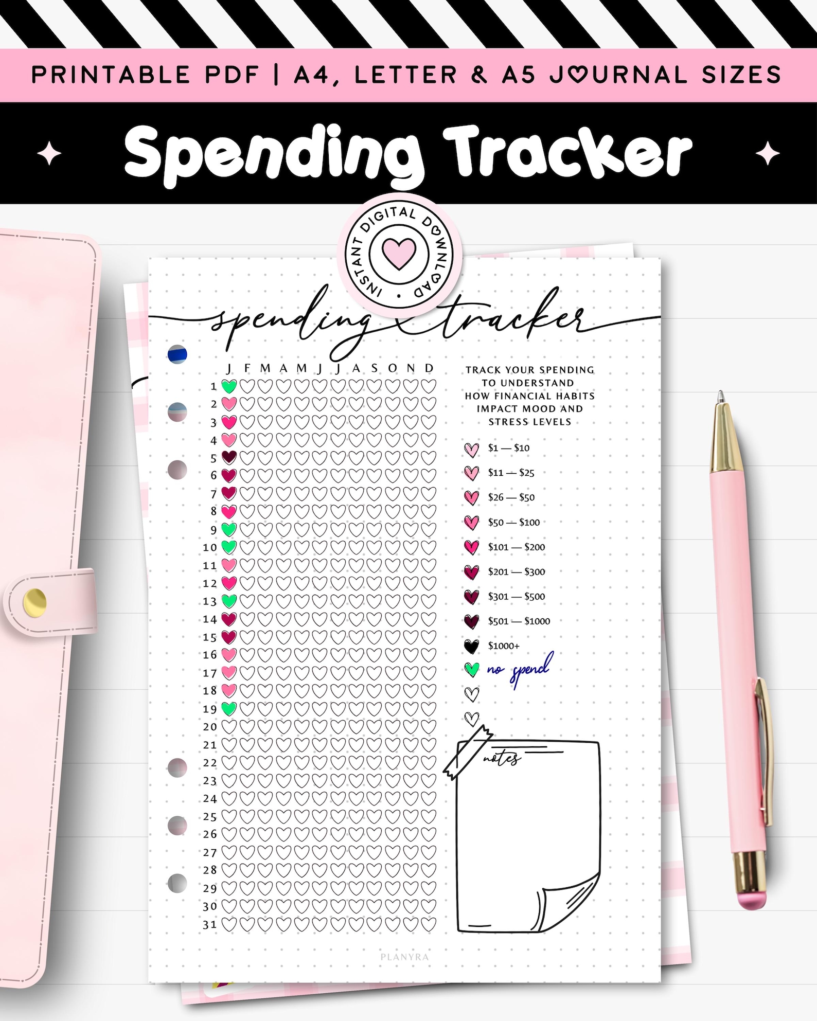Spending Tracker Printable Journal A5 Budget Planner Insert Yearly ...