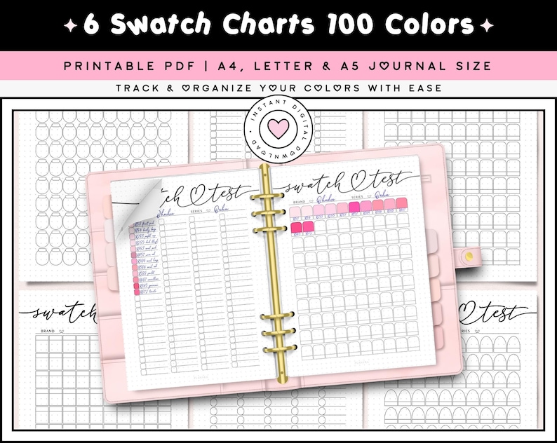Color Swatch Test Printable Page for Bullet Journal, A4 & A5 Blank ...