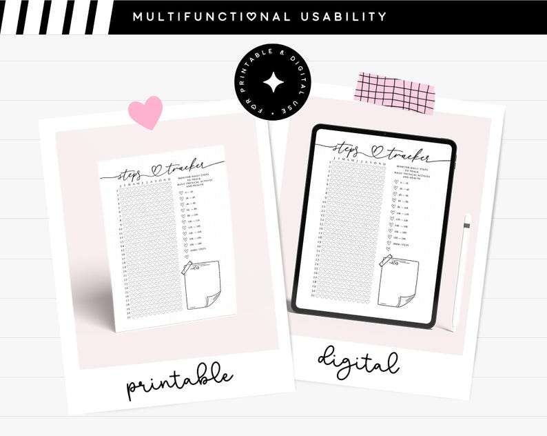 Step Tracker Printable Health Journal A5 Planner Insert Yearly Step ...