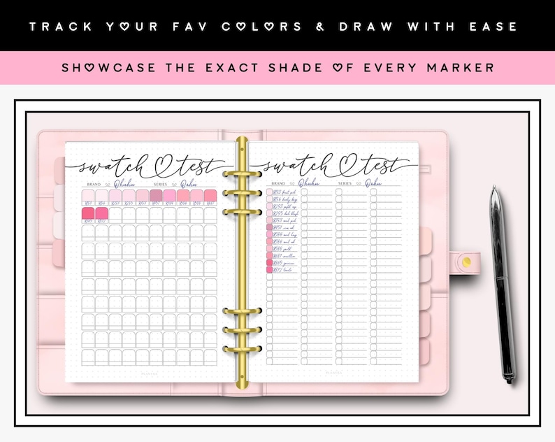 Color Swatch Test Printable Page for Journal A4 A5 Blank Colour Chart ...