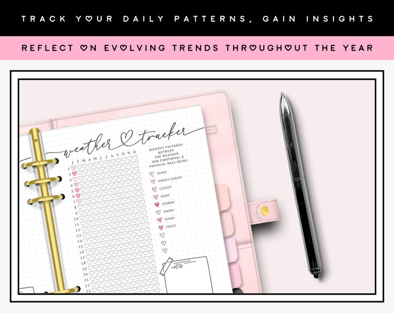 Weather Tracker Printable Bullet Journal Page A5 Planner Insert Yearly ...