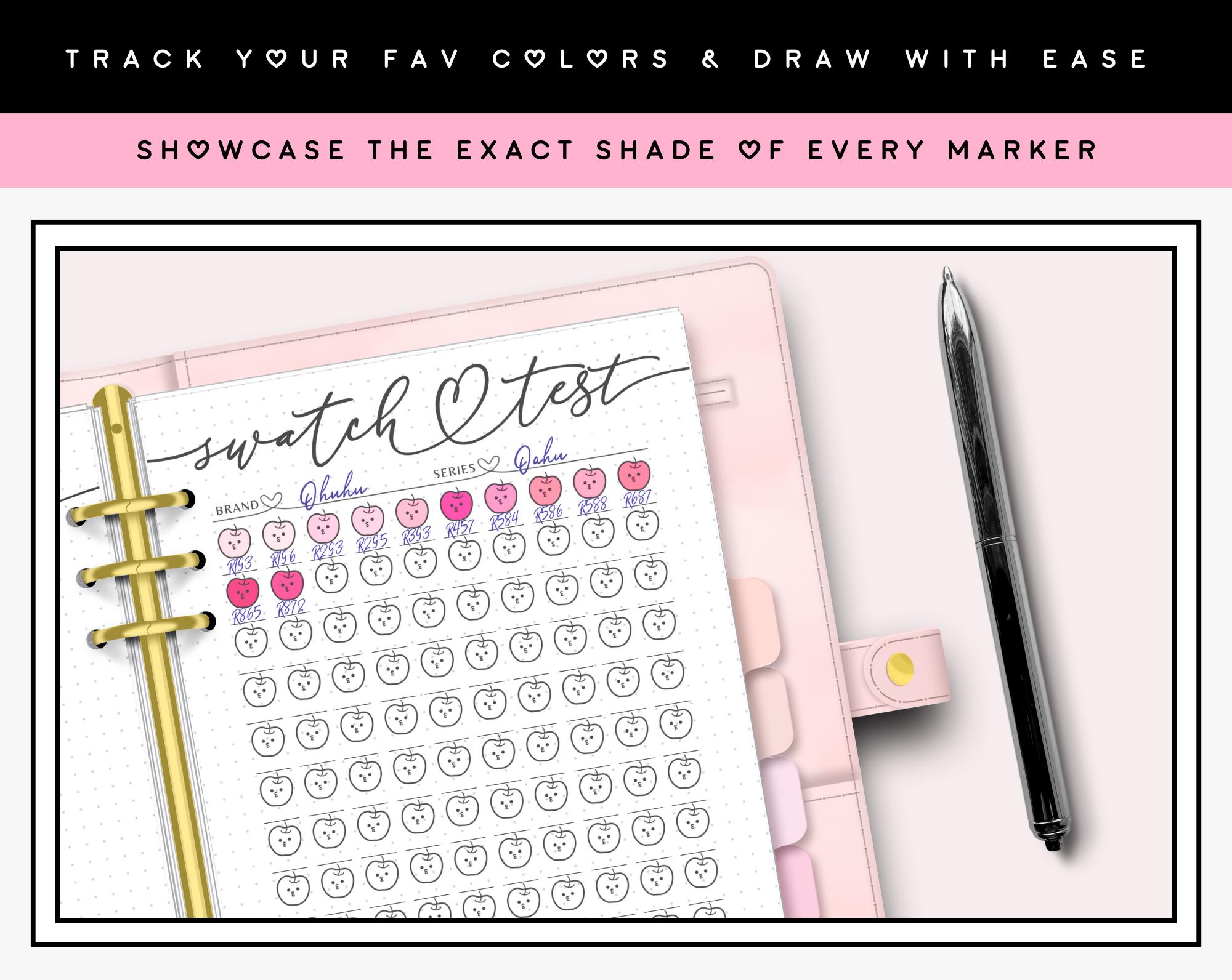 Marker Swatch Test Printable Alcohol Marker Color Chart Template A5 ...