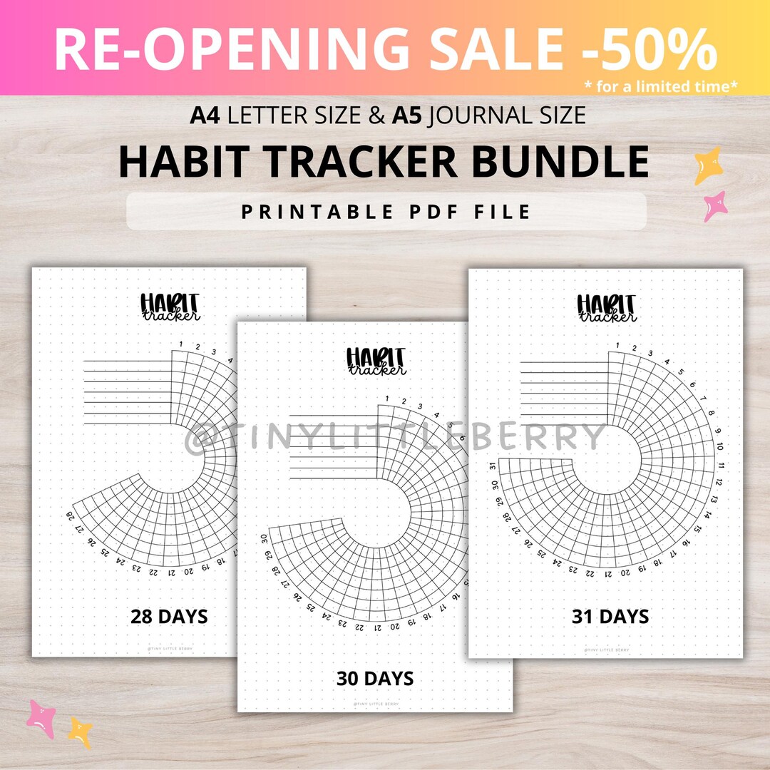 Habit Tracker BUNDLE PRINTABLE Journal Page Monthly Tracker Monthly ...