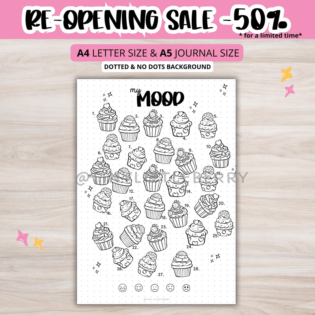 Cupcakes Mood Tracker PRINTABLE Journal Page Planner Page Feelings ...