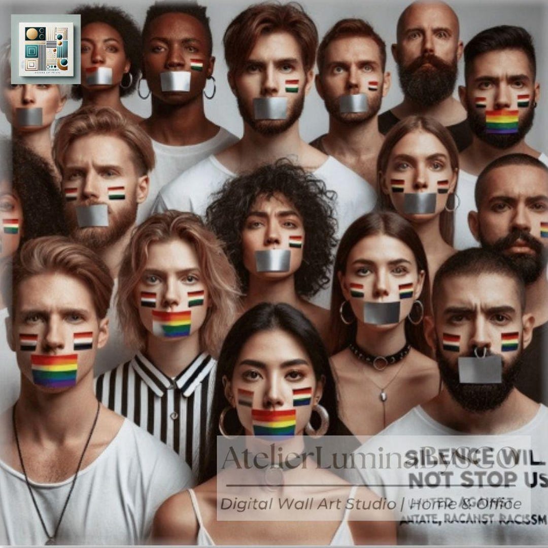 Anti-racism Group Art Social Justice Digital Wall Art Equality & Pride ...
