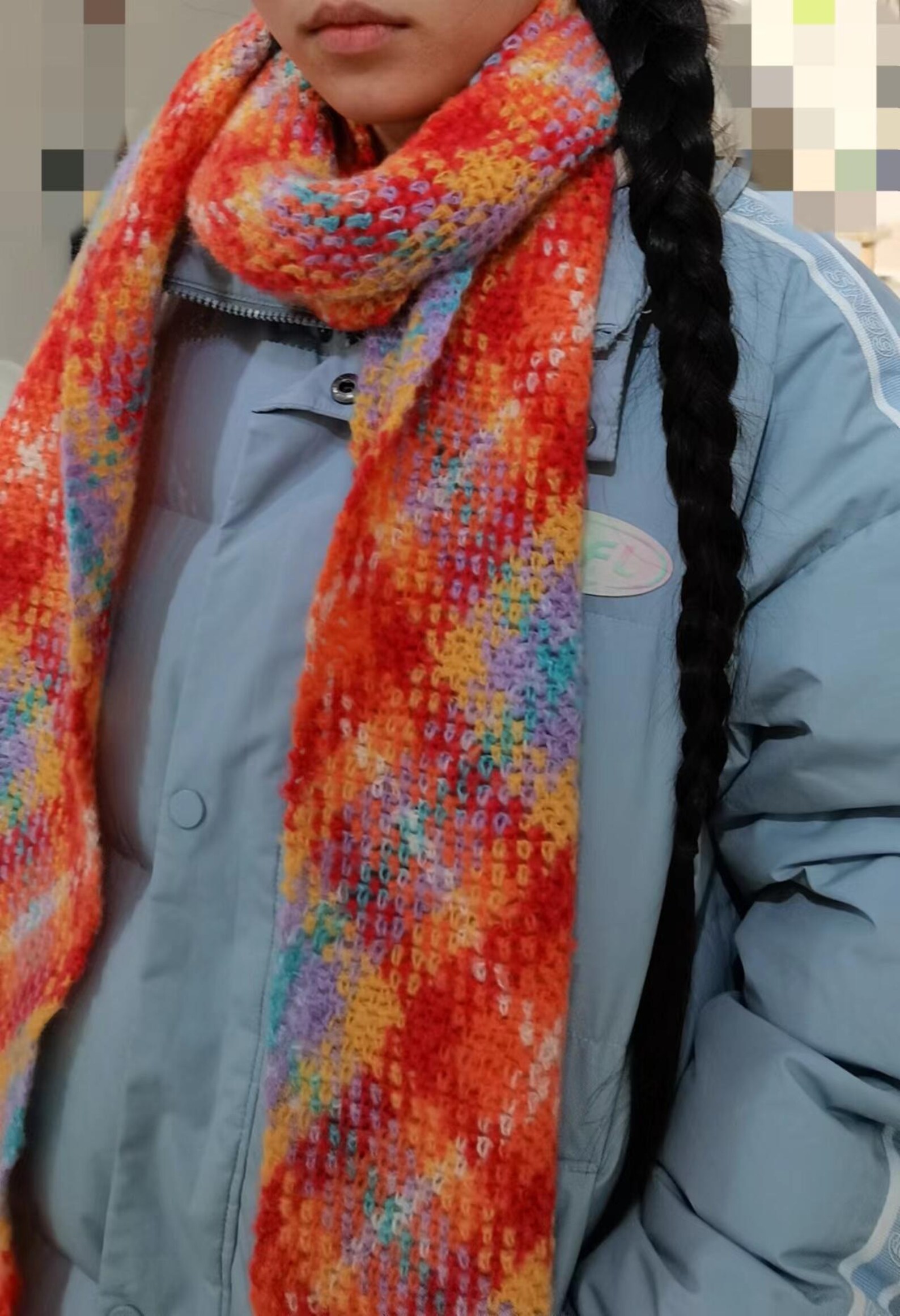 Crochet Scarf Crochet Scarf, Red Check Scarf Green Blue Green Pink Soft ...