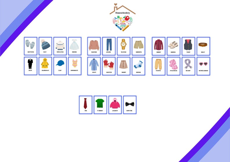 Clothes Flash Cards for Pre.k Kindergarten, Educational Printable Cards ...