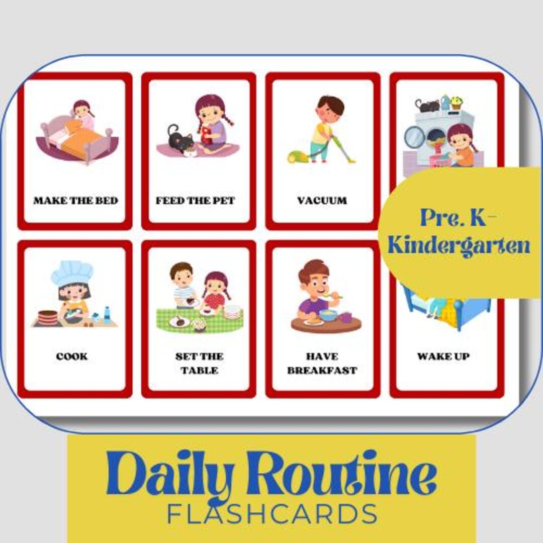 Cute Visual Schedule Cards, Printable Kids Routines, Preschool and ...