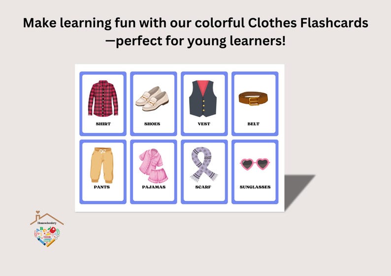 Clothes Flash Cards for Pre.k Kindergarten, Educational Printable Cards ...