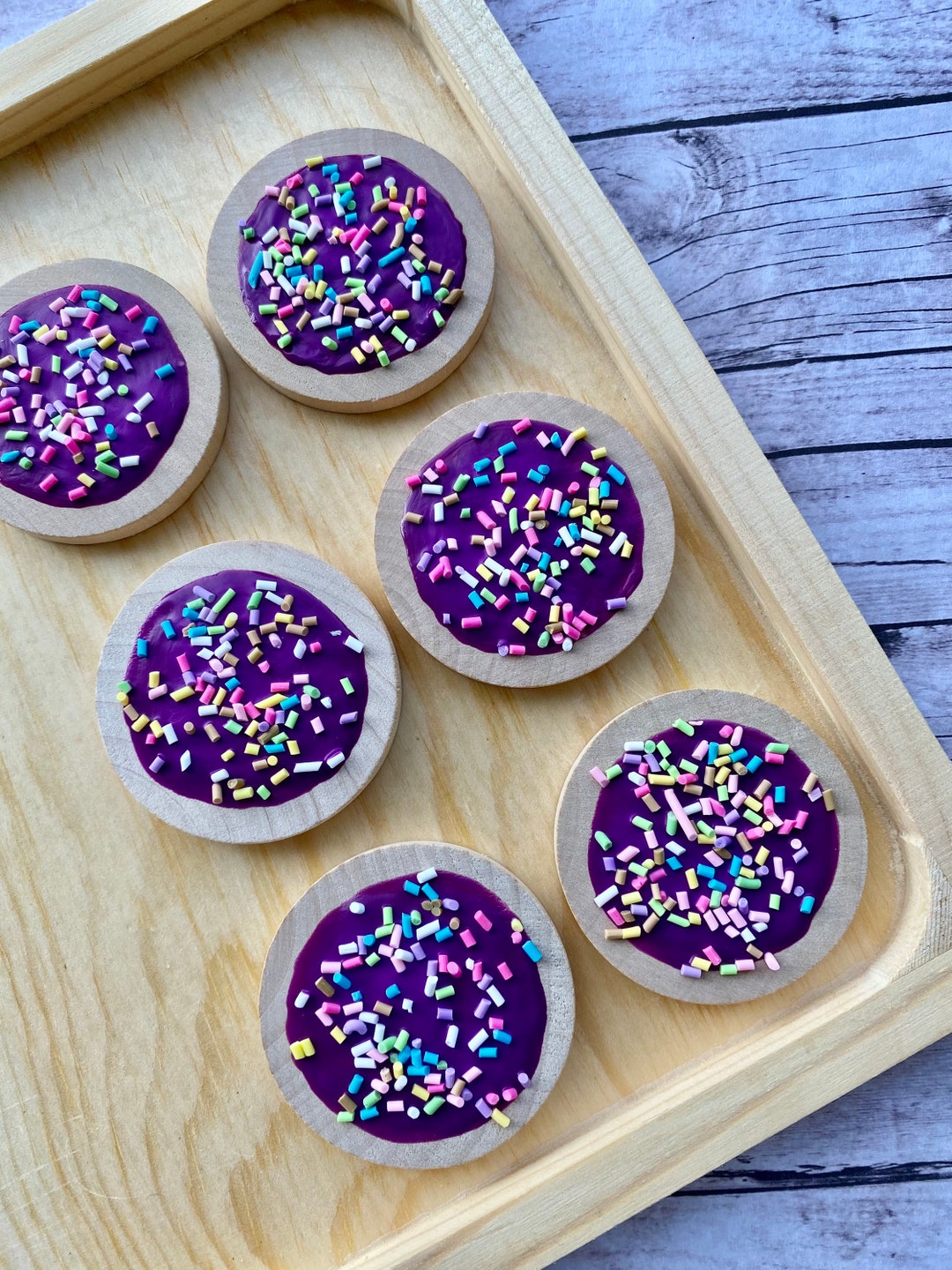 Play Food/play Bakery/play Kitchen-set of 6 Wood Sugar Cookies ...