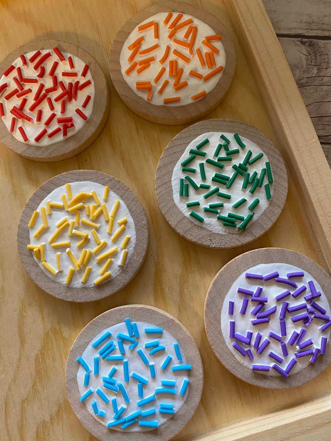 Play Food/play Bakery/play Kitchen-set of 6 Wood Sprinkled Sugar ...