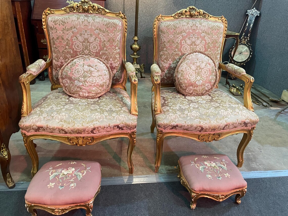 Stunning Pair of Rare Pink Loius XV 19th C -early 20th C French Silk ...