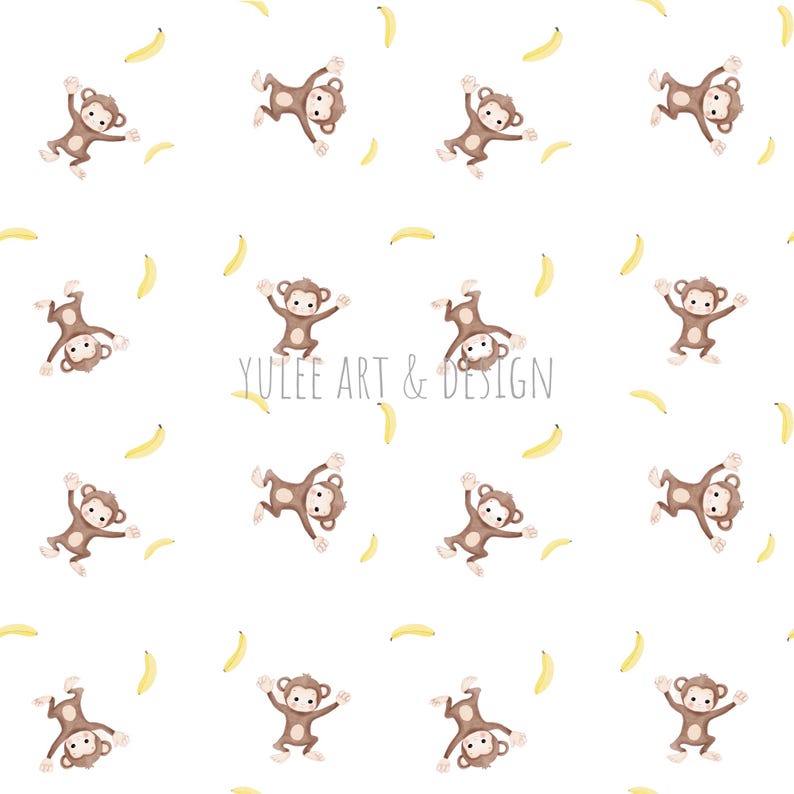 Monkey Banana Fabric Pattern, Kids Design (digital Download) - Etsy