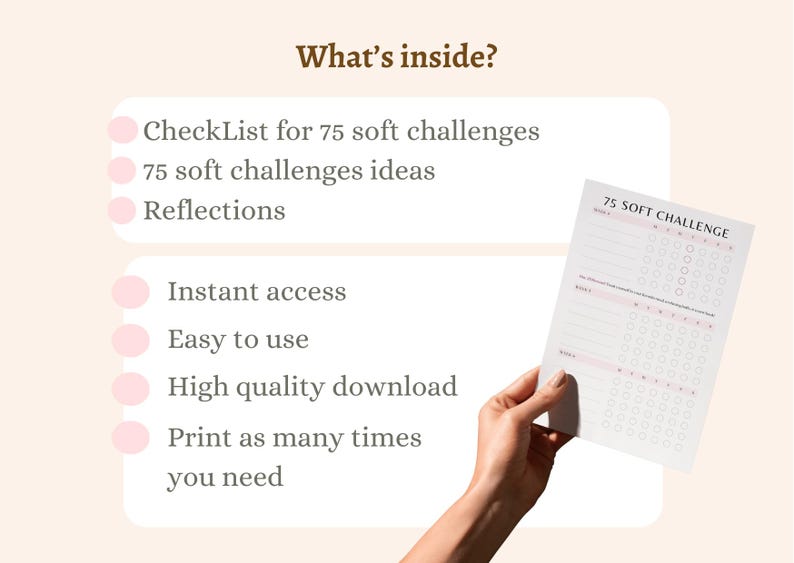 75 Soft Challenge Printable Tracker, 75 Soft Tracker, 75 Soft Checklist ...