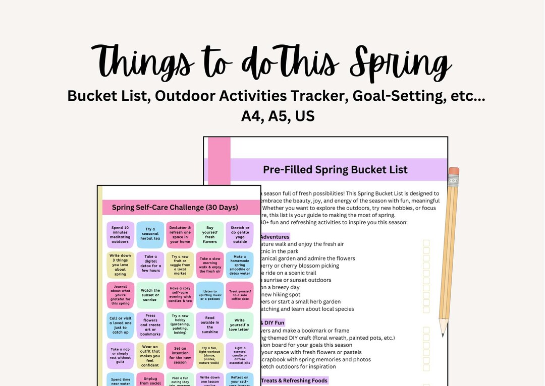 Things to Do This Spring Kit, Printable Spring Bucket List & Activities ...