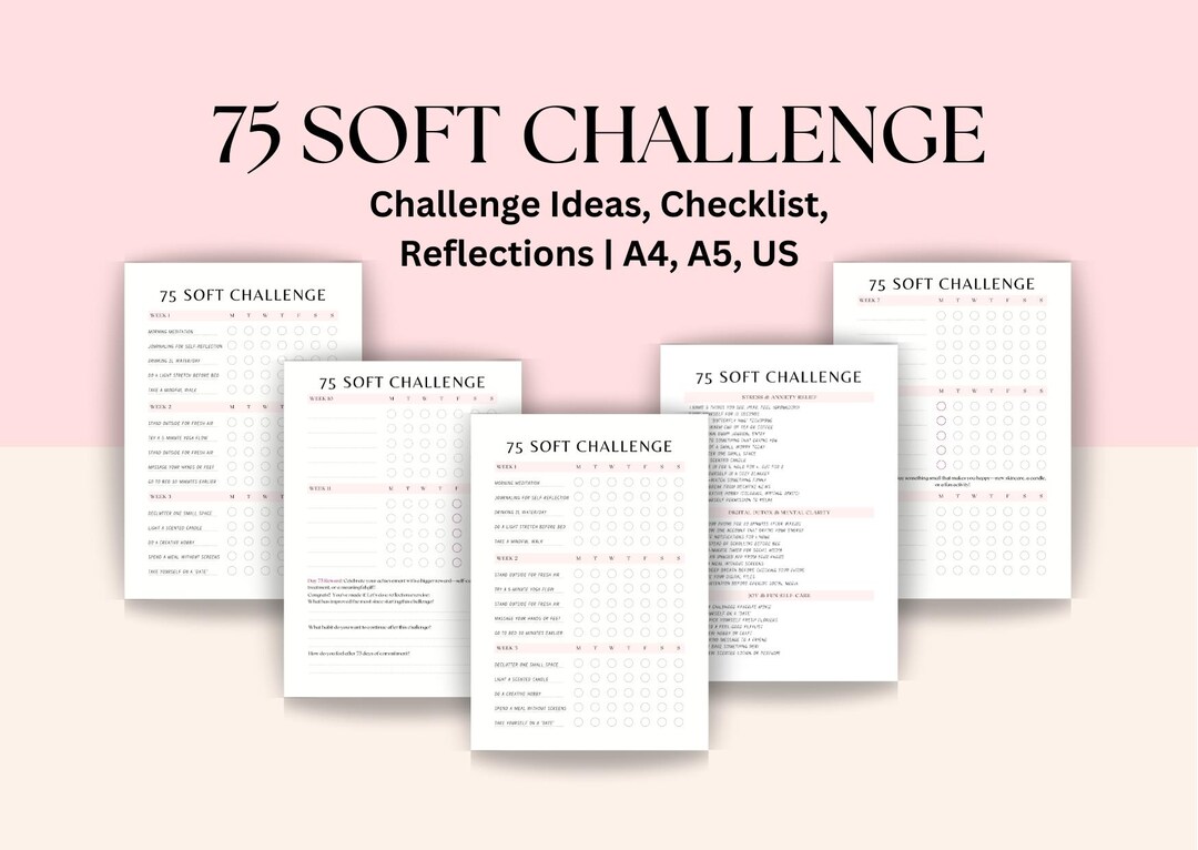 75 Soft Challenge Printable Tracker, 75 Soft Tracker, 75 Soft Checklist ...