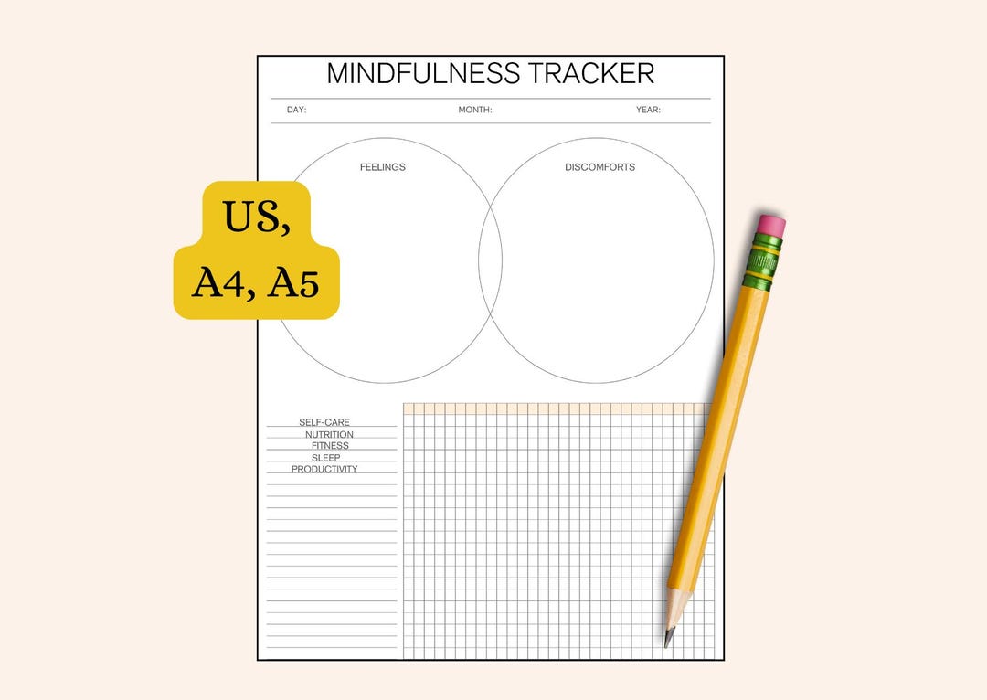 Minimalist Mindfulness Tracker, Wellness Tool, Mindfulness Prompts ...