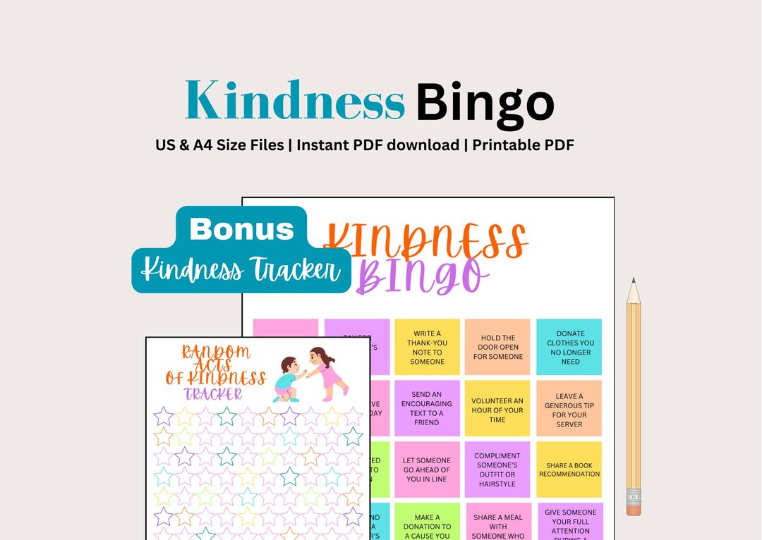 Acts of Kindness Bingo Printable, Random Acts Tracker, 100 Acts of ...