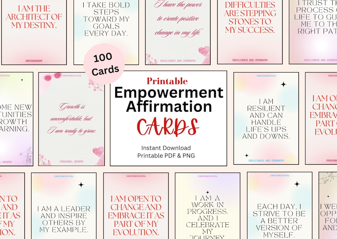 Printable Empowerment Affirmation Cards, Daily Affirmations ...