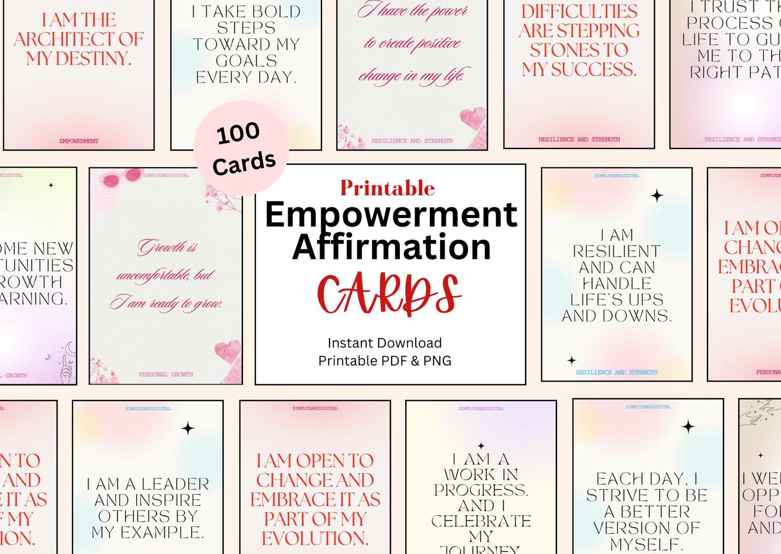 Printable Empowerment Affirmation Cards, Daily Affirmations ...