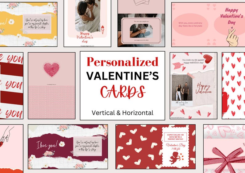 15 Valentine's Cards Templates, Printable Valentine Cards Set ...