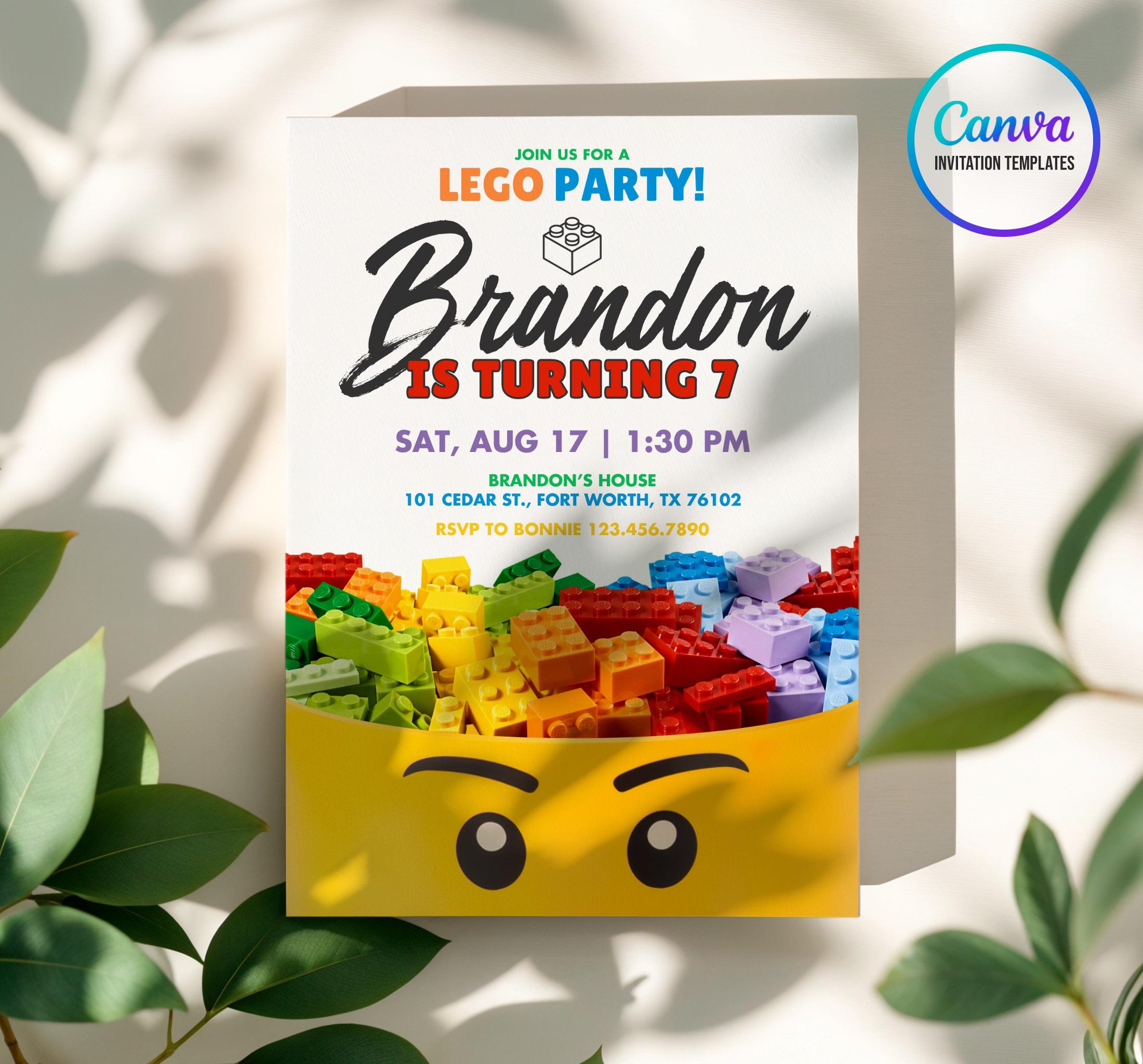 Building Blocks Invitation, Building Blocks Invite, Printable Editable ...