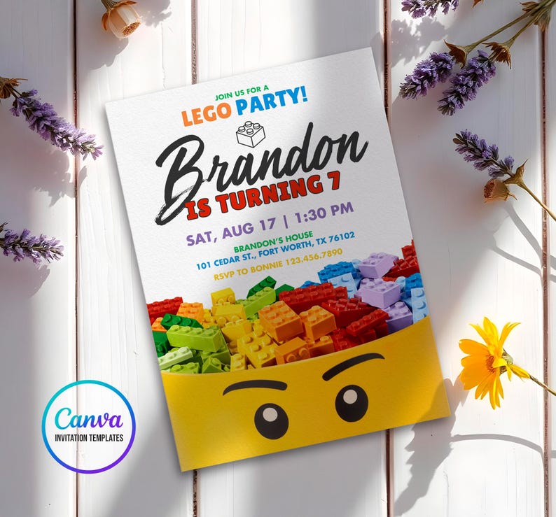 Building Blocks Invitation, Building Blocks Invite, Printable Editable ...