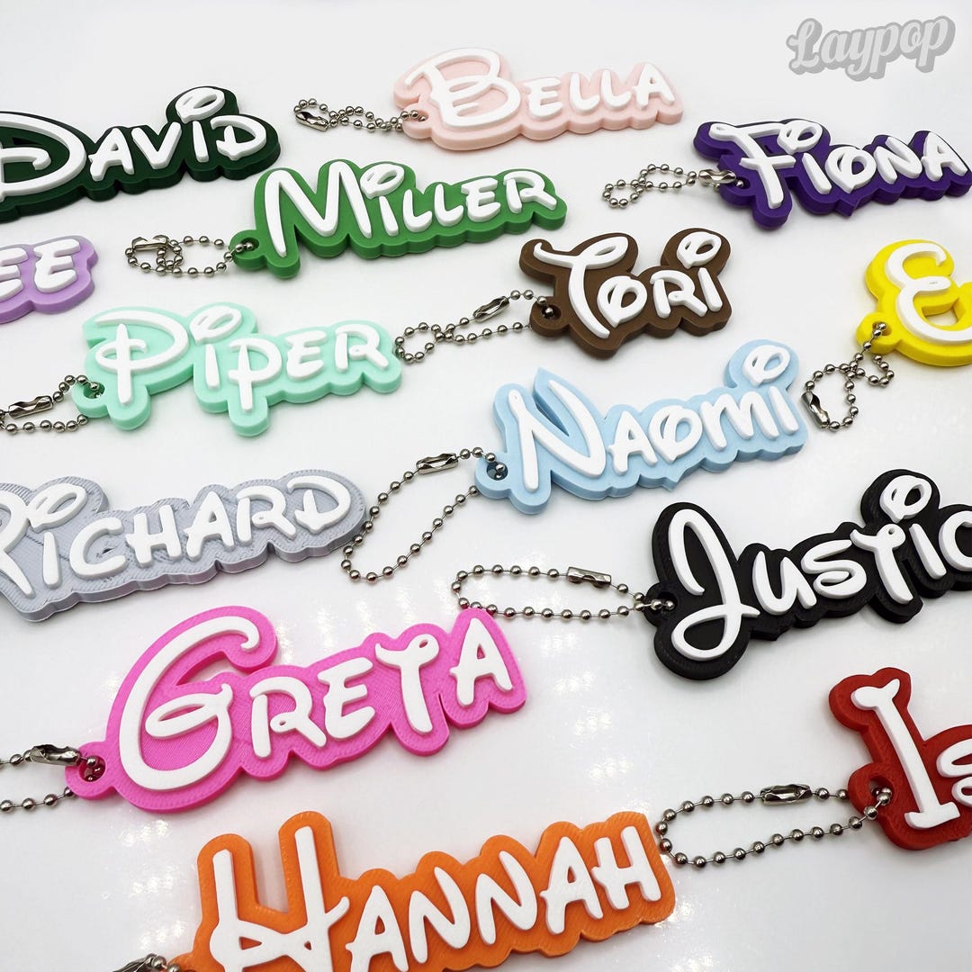 Disney-themed Personalized Custom Keychain Name Tag 3D Printed - HARD ...
