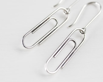 Sterling Silver Paper Clip Earrings - Etsy