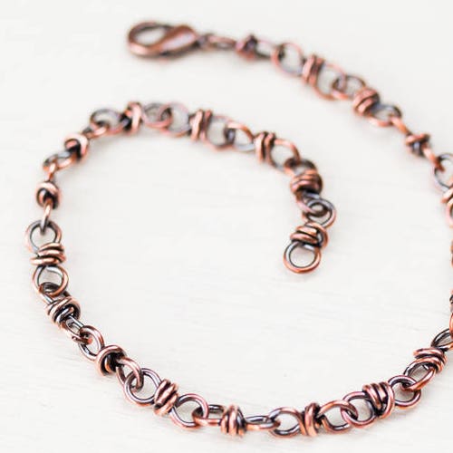 Pure Copper Chain Bracelet for Man or Woman Handcrafted Solid - Etsy