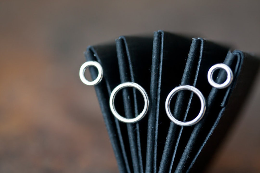 Double Piercing Earring Set, Circle Earrings, Sterling Silver Circle ...