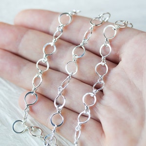 Handmade Hammered Silver Links Chain, Wire Wrapped Sterling Silver Wire ...