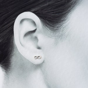 Tiny Infinity Stud Earrings, Small Modern Minimalist 925 Sterling ...