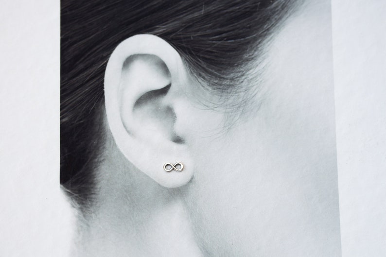 Tiny Infinity Stud Earrings Small Modern Minimalist 925 | Etsy