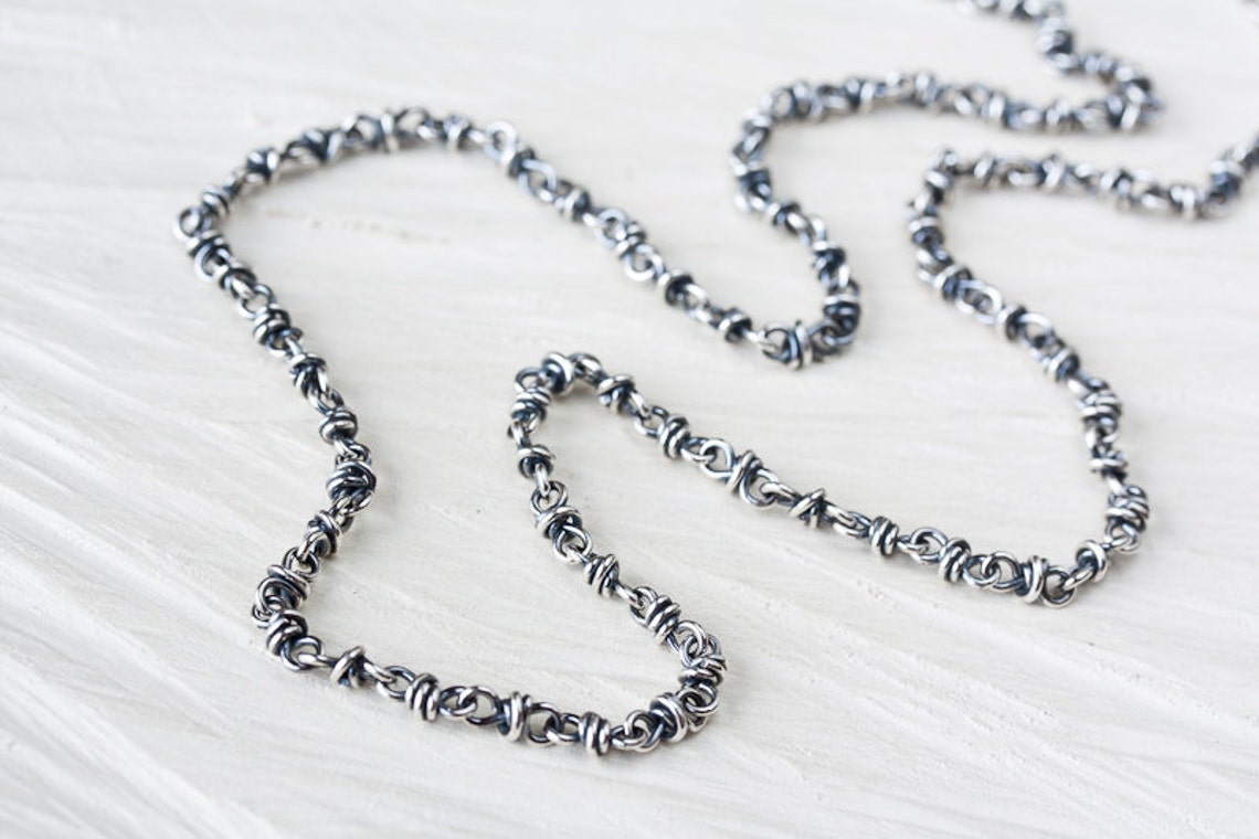 Unique Sterling Silver Chain Necklace Handcrafted Oxidized - Etsy
