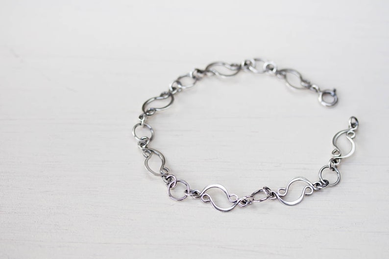 Sterling Silver Link Chain Bracelet Handcrafted Unique - Etsy