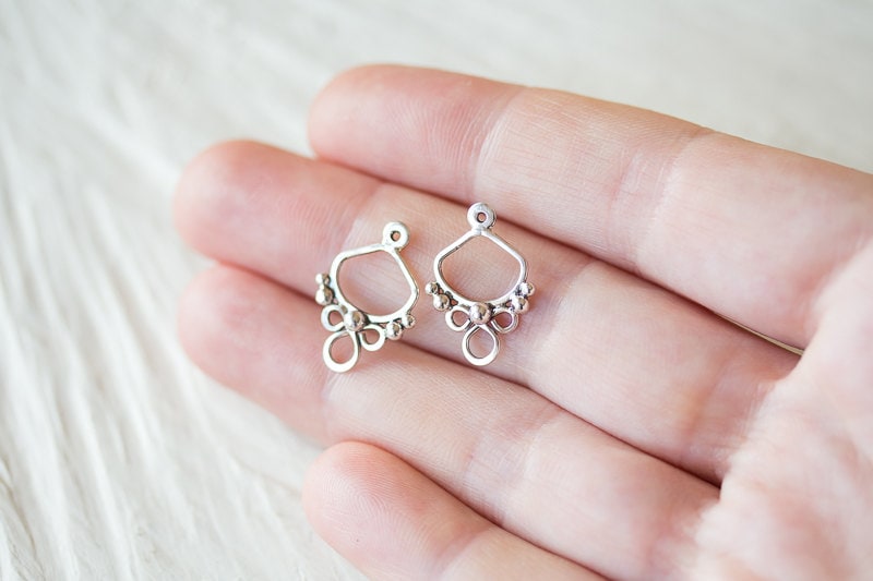Dainty Front Back Earring SET, Handcrafted Sterling Silver Ear Jackets ...