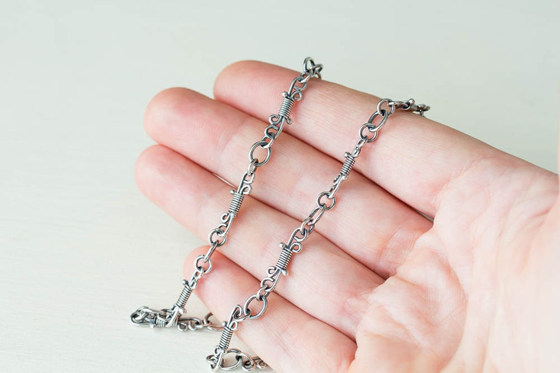 Artisan Handmade Sterling Silver Chain Necklace Small Wrapped | Etsy