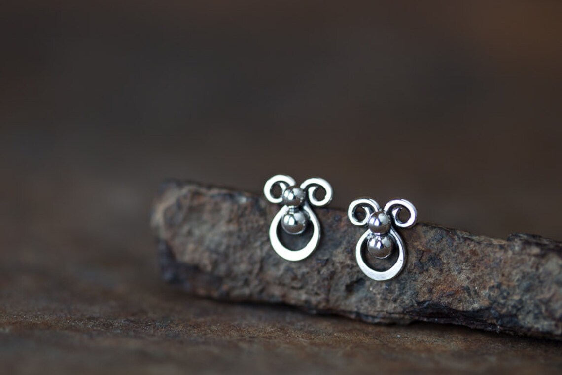 Tiny Sterling Silver Stud Earrings Mini Abstract Earrings - Etsy