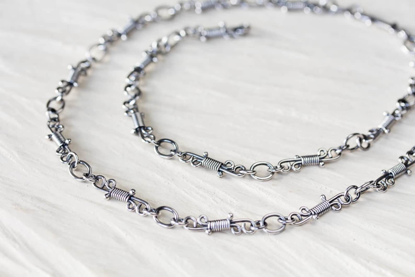 Artisan Handmade Sterling Silver Chain Necklace Small Wrapped | Etsy