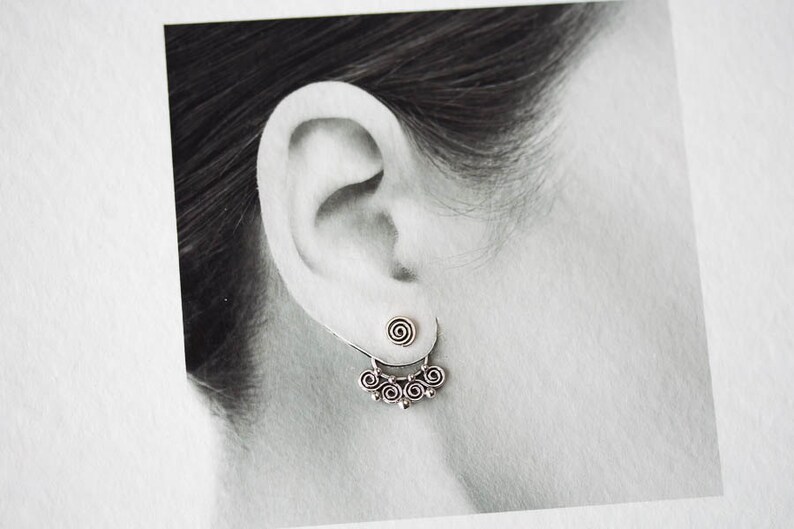 Handmade Celtic Style Silver Ear Jacket SET Solid Sterling - Etsy