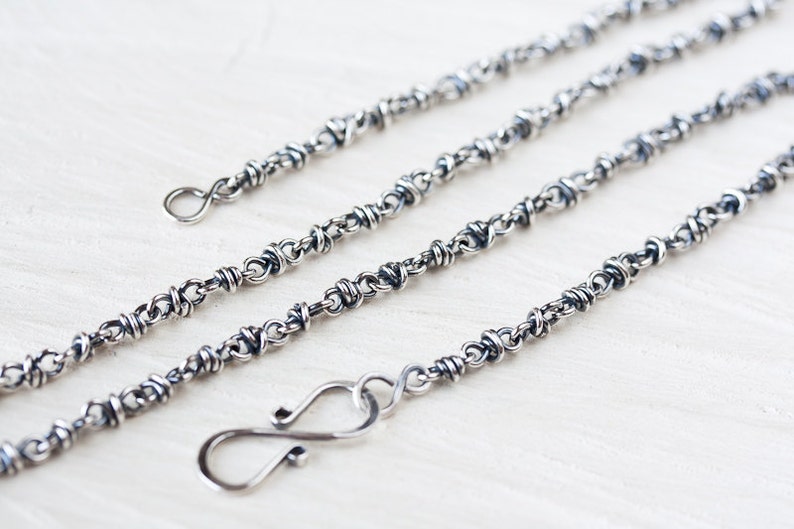 Unique Sterling Silver Chain Necklace Handcrafted Oxidized - Etsy