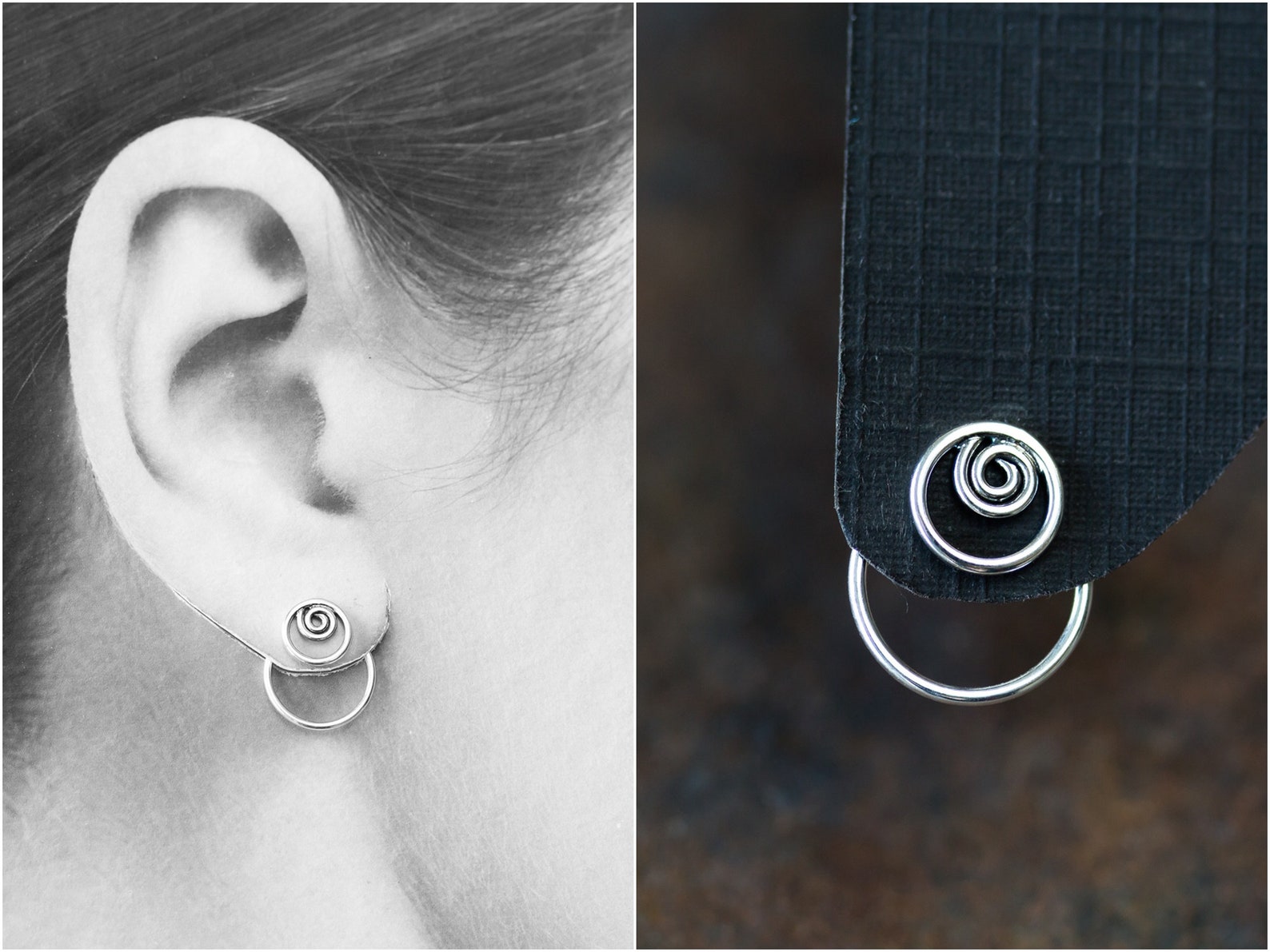 Minimalist Circle Ear Jacket Contemporary Minimal Sterling - Etsy