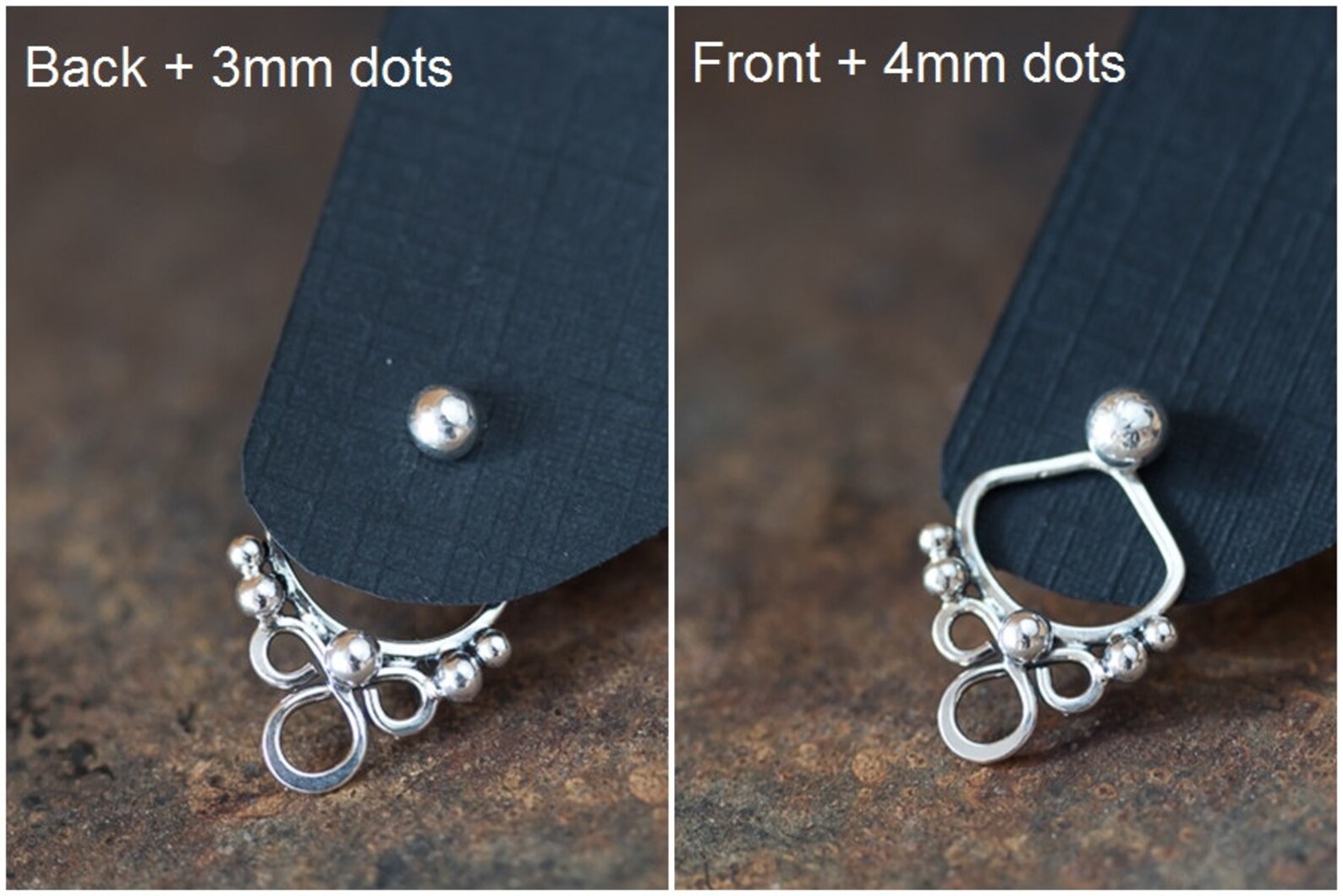 Handmade Silver Ear Jacket Earring Enhancers, Abstract Front and Back ...