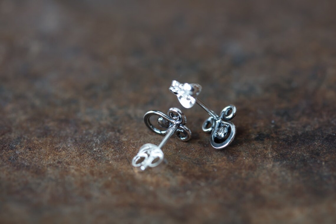 Tiny Sterling Silver Stud Earrings Mini Abstract Earrings - Etsy