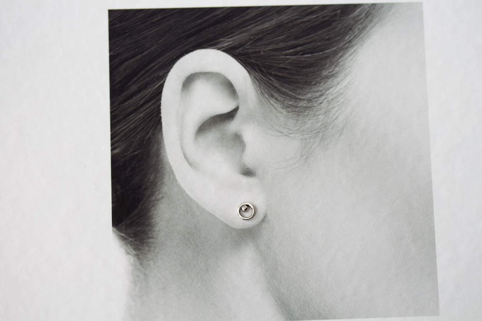 Tiny Sterling Silver Stud Earrings, 6mm Small Circle Earrings With Dot ...