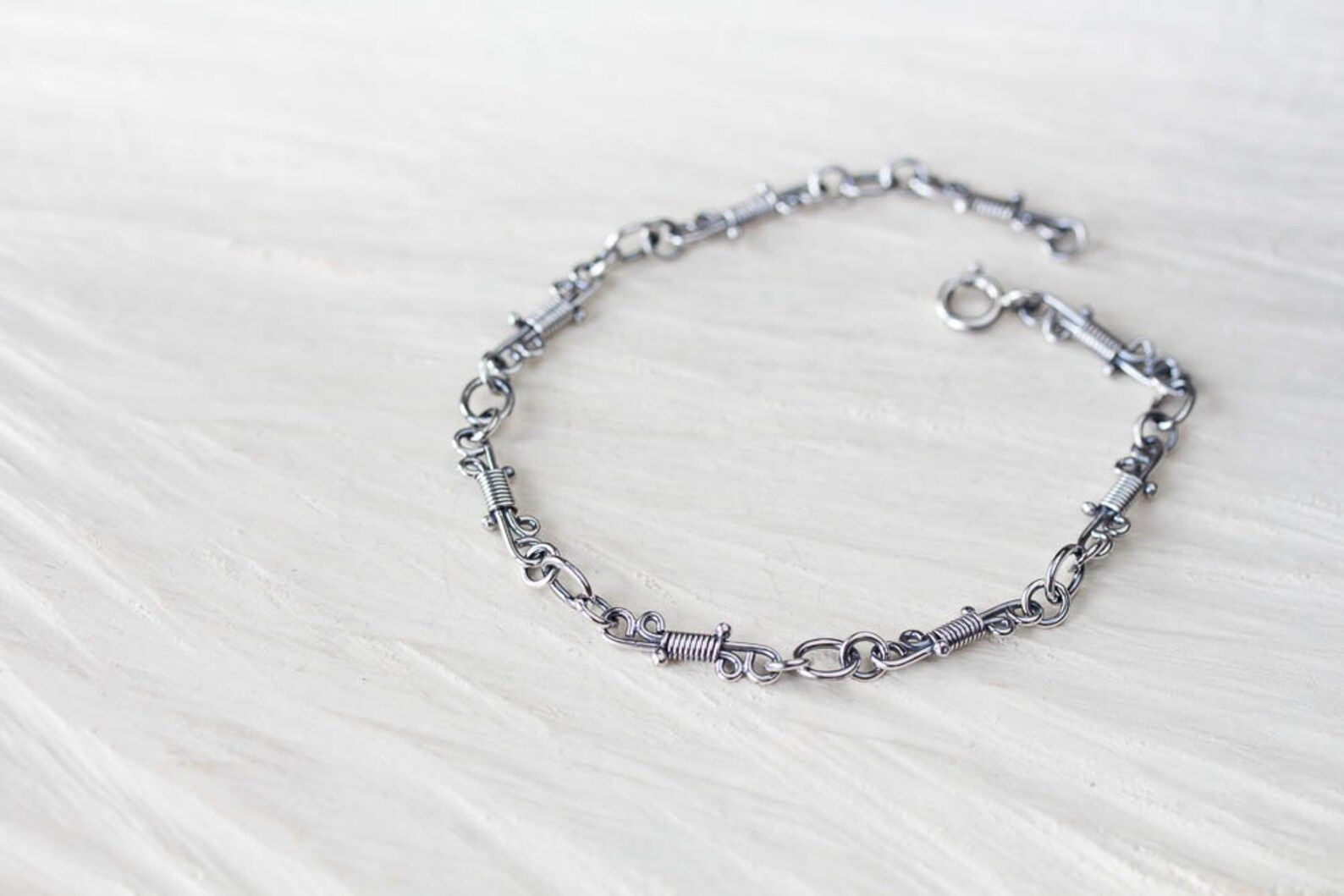 Handcrafted Sterling Silver Bracelet Chain for Woman, Unique Wire ...