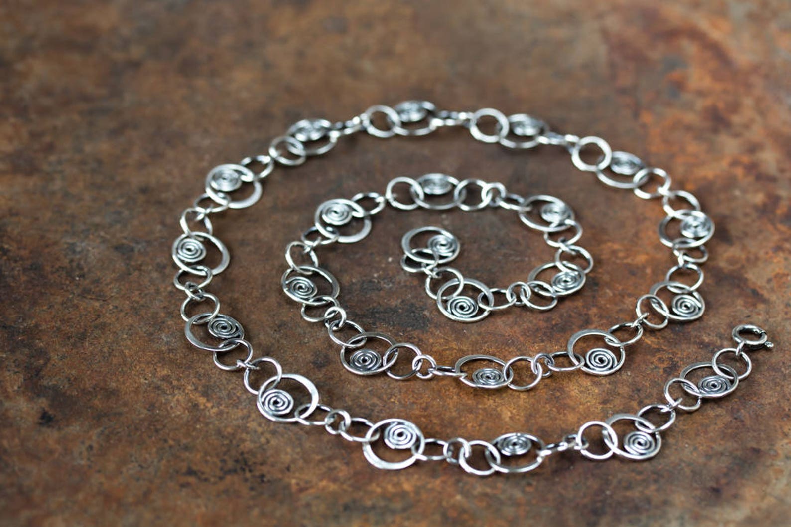 Unique Silver Links Chain Necklace, Solid Sterling Silver Necklace ...